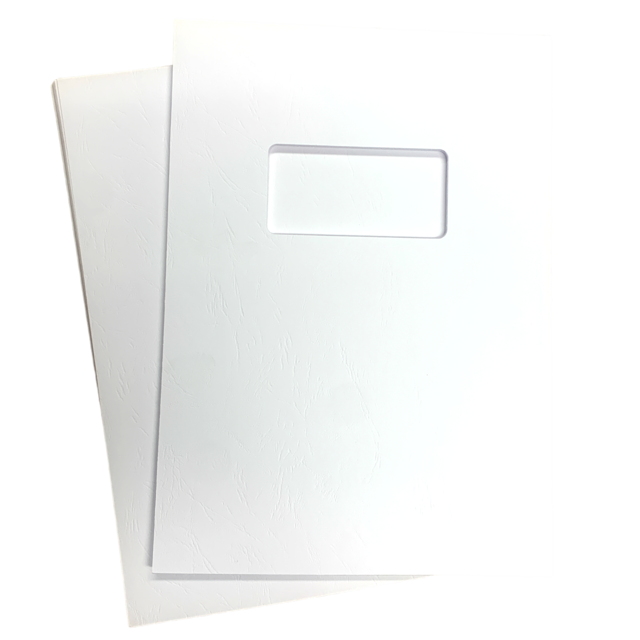 A4 White Leathergrain Binding Covers With Window Cut-Out (250 x window ...