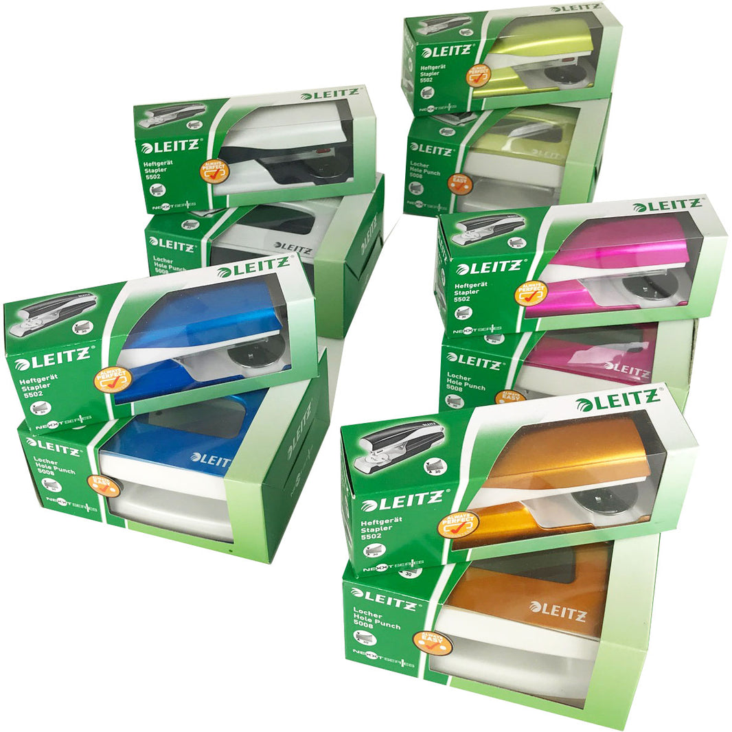 Leitz WOW NeXXT Metallic Coloured Stapler & 2-Hole Punch Set – Elmstok Ltd