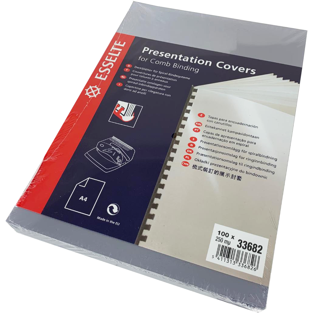 Esselte PVC 250Micron Clear Cover Sheets (100) - 33682 – Elmstok Ltd